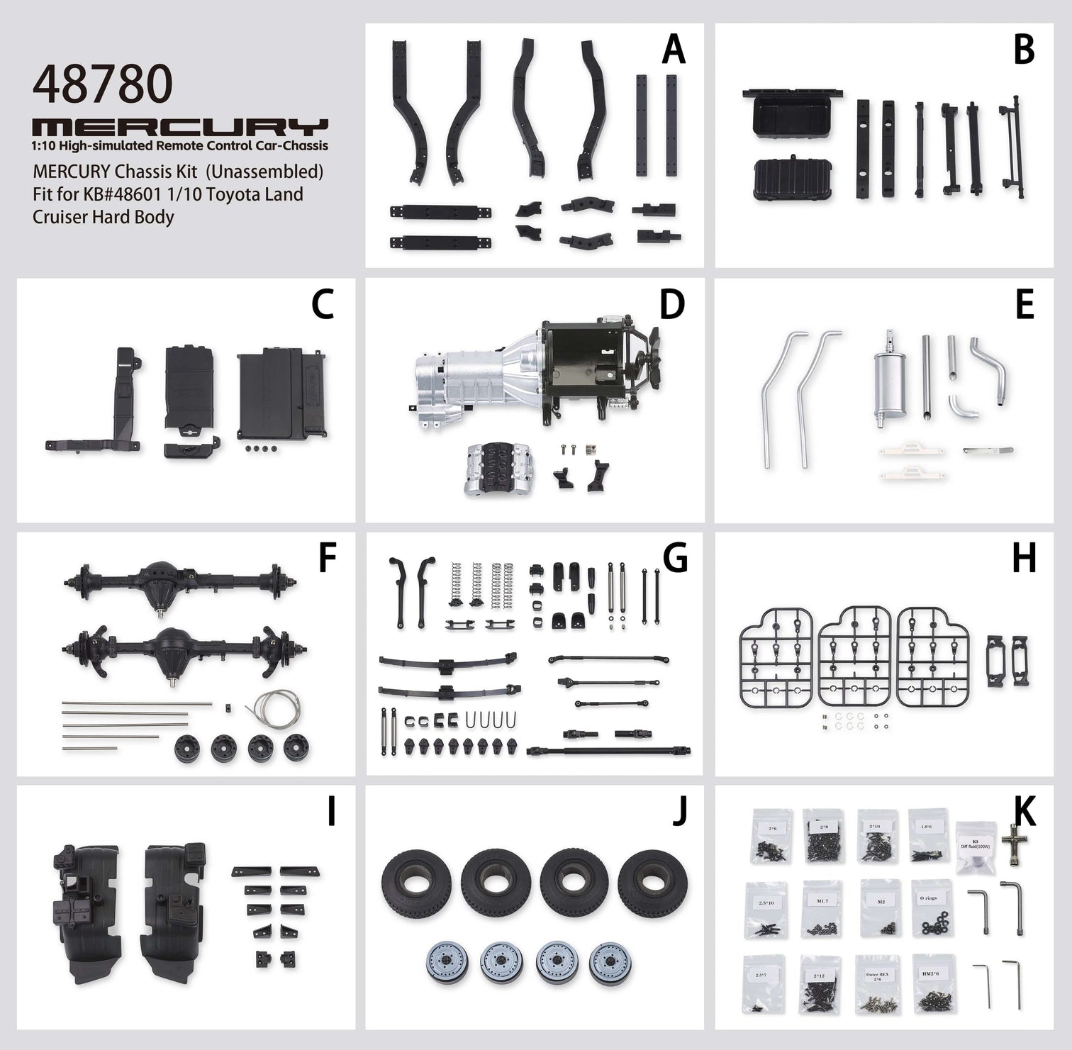 Killerbody Mercury Chassis Kit （Pre- assembled F/R axle and gearbox）Fi